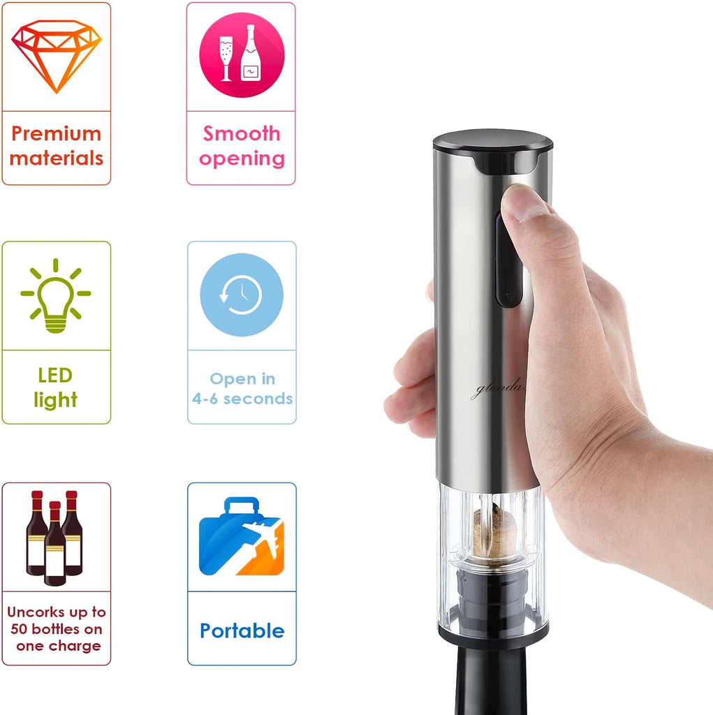 Kit 4 en 1 Descorchador de vino PREMIUM EXPERIENCE 🍷 (Apertura autom ...